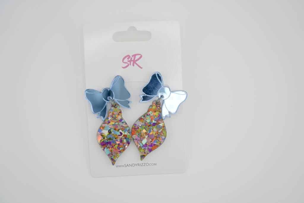 Blue Bow Confetti Dangle - Boudreaux's New Drug Store