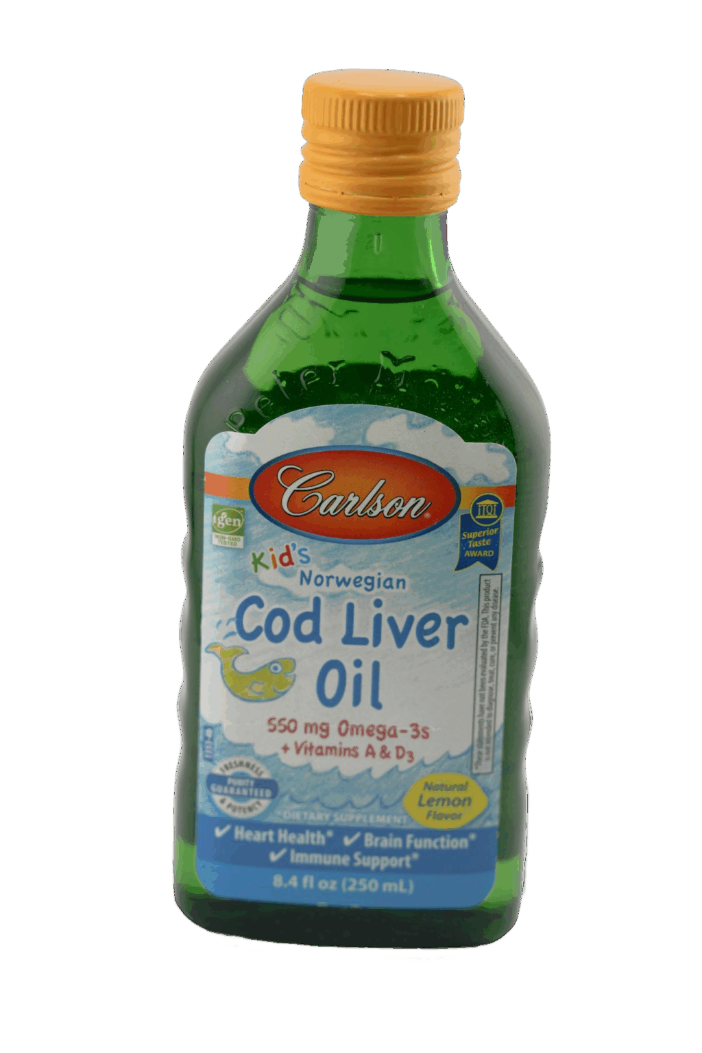 Carlson Kids Norwegian Cod Liver Oil NET WT 8.4 FL OZ (250 mL ...